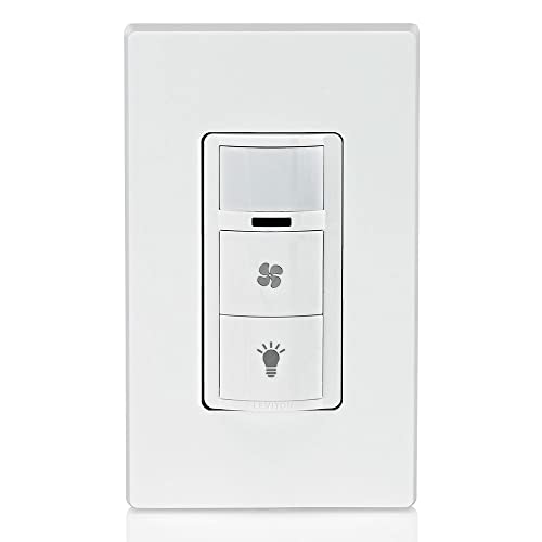 Leviton Decora in-Wall Combination Occupancy Sensor with Fan Switch, 1/4 HP, Residential Grade, Single Pole, White, DOD05-1LW