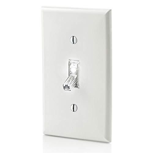 Leviton L1463-2C 15 Amp, 120 Volt, Toggle LED Illuminated 3-Way Switch, Residential Grade, Grounding, Clear