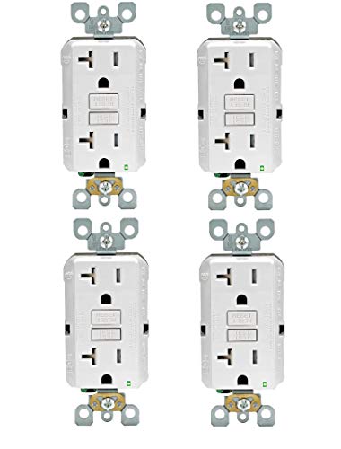 Leviton GFNT2-4W Self-Test SmartlockPro Slim GFCI Non-Tamper-Resistant Receptacle with LED Indicator, Wallplate Not Included, 20-Amp, White (4 Pack)