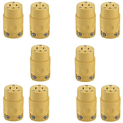 Leviton 515CV Commercial Grade Straight Blade Connectors, pack of 10, Yellow