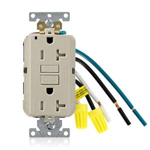 leviton gftr2-5li 20a-125v extra-heavy duty industrial grade leaded duplex tamper-resistant self-test gfci receptacle, ivory, 20-amp