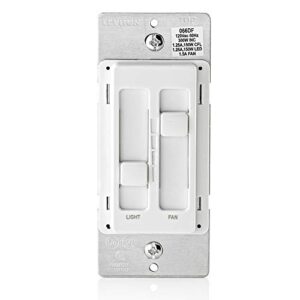 leviton 66df-10w sureslide dual quiet light control for 150w led, 300w incandescent/halogen, 1.5 amp fan, 120v, white