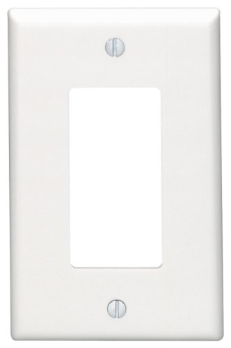 Leviton T5632-W 15-Amp Charger/Tamper Resistant Duplex Receptacle, 1-Pack, White & 80601-W 1-Gang Decora/GFCI Device Wallplate, Midway Size, Thermoset, Device Mount, White