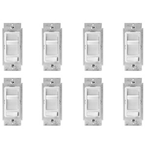 leviton 6674-p0w sureslide universal 150-watt led and cfl/600-watt incandescent dimmer, white, 8 pack