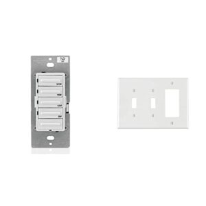 leviton ltb30-1lz decora 1800w incandescent/20a resistive-inductive 1hp preset 5-10-15-30 minute countdown & pj226-w wh wp 3g 2tgl 1deco midway nylon