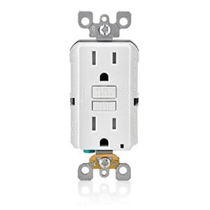 leviton gftr1-w smartest self-test smartlockpro slim gfci tamper-resistant receptacle with led indicator, 15-amp, 10 pack, white