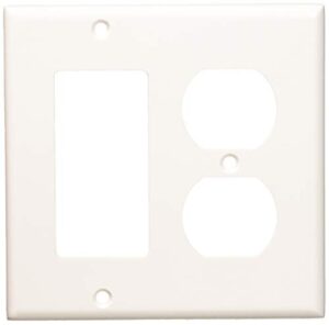 leviton 80455-w 2-gang 1-duplex 1-decora/gfci device combination wallplate, standard size, thermoset, device mount, white, 25-pack