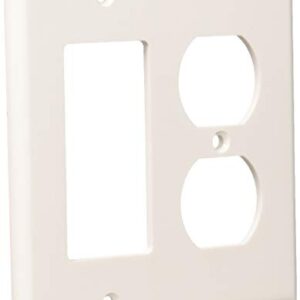 Leviton 80455-W 2-Gang 1-Duplex 1-Decora/GFCI Device Combination Wallplate, Standard Size, Thermoset, Device Mount, White, 25-Pack