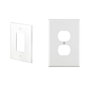 leviton 88601 1-gang decora gfci device decora, wallplate, oversized, thermoset, device mount, white & 88103 1-gang duplex device receptacle wallplate, oversized, thermoset, device mount, white