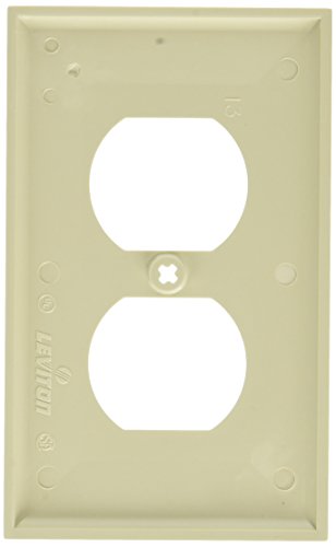 Leviton 80703-IGI 1-Gang Duplex Device Receptacle Wallplate, Ivory, 10-Pack