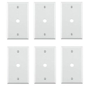 Leviton 88013 001-000 Standard Size Telephone/Cable Wall Plate, 1 Gang, 4-1/2 in L X 2-3/4 in W 0.22 in T, Pack of 6 White