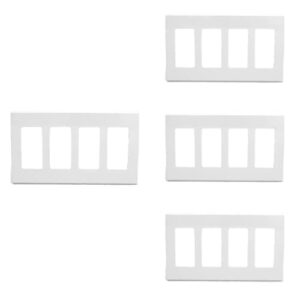 leviton 80312-sw 4-gang decora plus wallplate screwless snap-on mount, white (pack of 4)