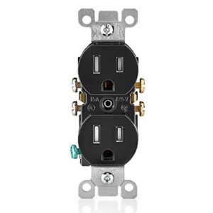 leviton t5320-e 15 amp, 125 volt, tamper resistant, duplex receptacle, residential grade, grounding, black