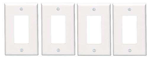 Leviton 80601-W 1-Gang Decora/GFCI Device Wallplate, Midway Size, Thermoset, Device Mount, Sold as 4 Pack