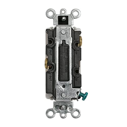 Leviton 5655-2W, White Decora Plus Single Pole Rocker Switch, Momentary Contact, Commercial Specification Grade, 15 A, 125 V, Back and Side Wire, Self-Grounding