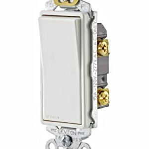 Leviton 5601-2AW Antimicrobial 15Amp 120/277V Decora Rocker Single Pole AC Quiet Switch, White