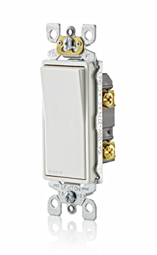 Leviton 5601-2AW Antimicrobial 15Amp 120/277V Decora Rocker Single Pole AC Quiet Switch, White