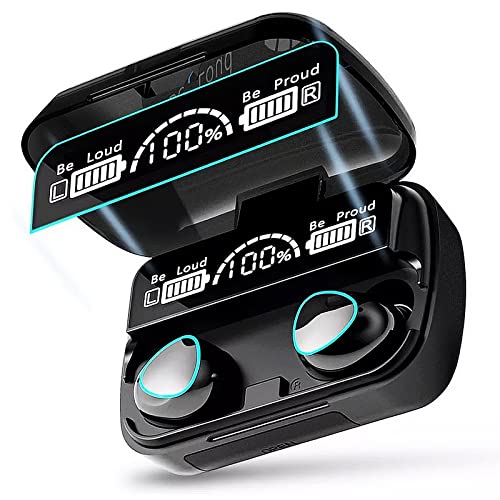 Wireless Earbuds, New Bluetooth Headphones LED Display Charging Case IPX7 Waterproof Built-in Mic Deep Bass High-Fidelity Stereo Earphones for Sports Work