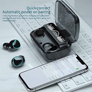 Wireless Earbuds, New Bluetooth Headphones LED Display Charging Case IPX7 Waterproof Built-in Mic Deep Bass High-Fidelity Stereo Earphones for Sports Work