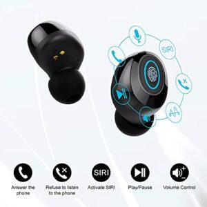 MuGo Wireless Earbud, Wireless Headphones Bluetooth 5.1 Headphones with Microphone, IP7 Waterproof Stereo Bluetooth Earphones Ear Bud, in-Ear Headset with LCD Display USB-C Fast Charge (Black)