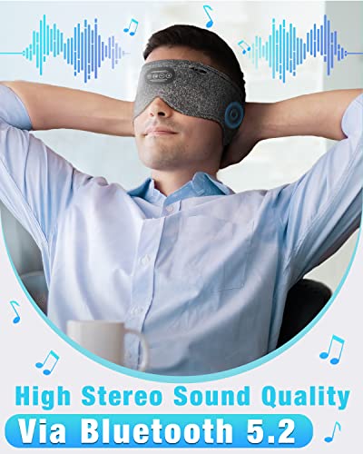 Sleep Headphones Bluetooth Sleeping Headband: 10Hrs Wireless Music Eye Mask with Soft Cozy Earbuds Comfortable Earphones for Side Sleepers - Comfy Head Band Ear Buds Men Women Gifts (Medium)