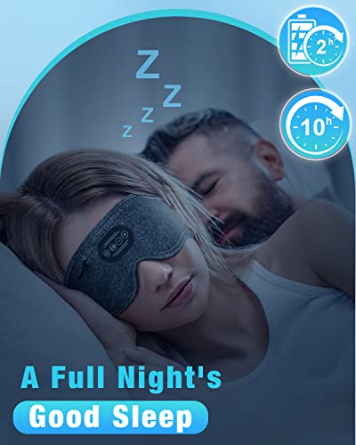 Sleep Headphones Bluetooth Sleeping Headband: 10Hrs Wireless Music Eye Mask with Soft Cozy Earbuds Comfortable Earphones for Side Sleepers - Comfy Head Band Ear Buds Men Women Gifts (Medium)