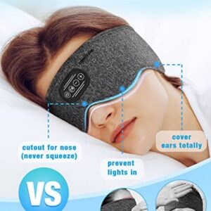 Sleep Headphones Bluetooth Sleeping Headband: 10Hrs Wireless Music Eye Mask with Soft Cozy Earbuds Comfortable Earphones for Side Sleepers - Comfy Head Band Ear Buds Men Women Gifts (Medium)