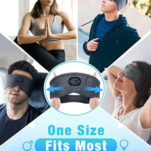 Sleep Headphones Bluetooth Sleeping Headband: 10Hrs Wireless Music Eye Mask with Soft Cozy Earbuds Comfortable Earphones for Side Sleepers - Comfy Head Band Ear Buds Men Women Gifts (Medium)