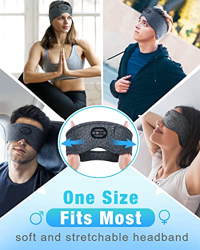 Sleep Headphones Bluetooth Sleeping Headband: 10Hrs Wireless Music Eye Mask with Soft Cozy Earbuds Comfortable Earphones for Side Sleepers - Comfy Head Band Ear Buds Men Women Gifts (Medium)