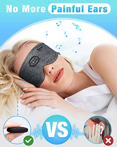 Sleep Headphones Bluetooth Sleeping Headband: 10Hrs Wireless Music Eye Mask with Soft Cozy Earbuds Comfortable Earphones for Side Sleepers - Comfy Head Band Ear Buds Men Women Gifts (Medium)