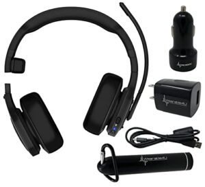 wearable4u garmin dezl headset 200, 2-in-1 premium trucking headset, active noise cancellation, superior battery life and memory foam ear pads powerpack bundle