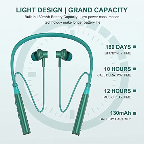 HTC Bluetooth Neckband Headphones ANC, Bluetooth 5.0 Neckband Earphones Magnetic with Active Noise Cancellation & ENC for Voice Call, Running, Exercising -IPX5 Water Resistant/16 H Playtime-Dark Green