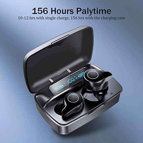 layajia Wireless Earbuds, Bluetooth Headphones in Ear with LED Display, IPX7 Waterproof Wireless Charging Case,Touch Control, Noise Cancelling for Sports Work