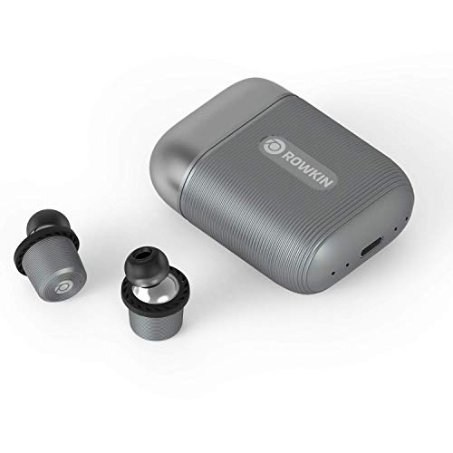 Rowkin Ascent Micro True Wireless Earbud Headphones: 17+ Hours, Bluetooth 5, Small Headphones & Charging Case Deep Bass Mic Quick Pairing & Noise Reduction for Android Samsung & iPhone (Slate Gray)