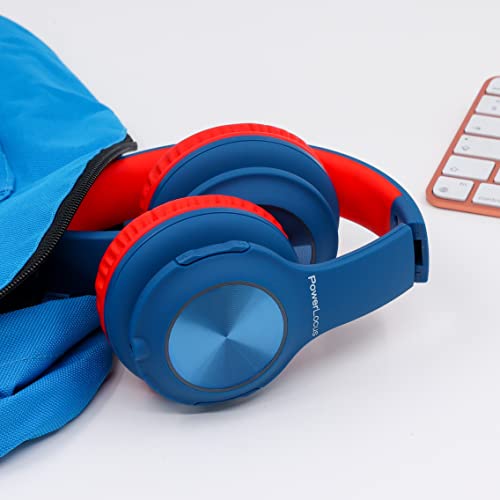 PowerLocus Kids Headphones, Bluetooth Headphones Over Ear for Kids with LED Lights, 94db Volume Limited Headphone, Micro SD/TF, Foldable with Hi-Fi Stereo, Built-in Mic for School/Tablet/Travel (Red)