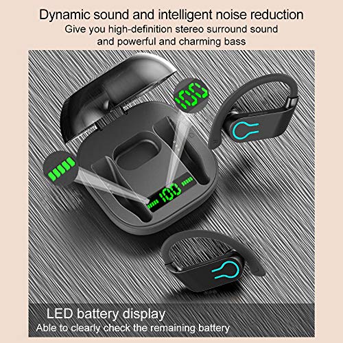 SLuB Bluetooth 5.1 Sport Headphones,Wireless Earbuds with Charging Case and Earhooks,15Hrs Playtime Waterproof Over Ear Earphone with Noise Cancelling Mic,6D Stereo HiFi for Running/Workout/Gym