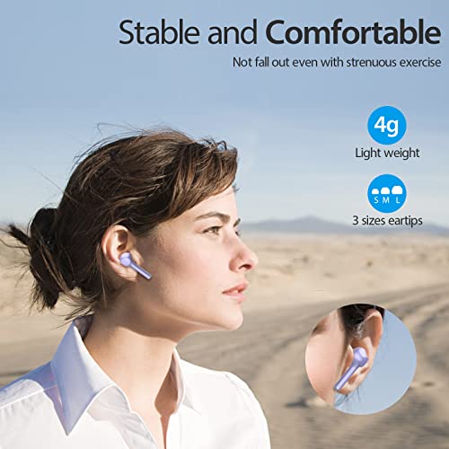 Wireless Earbuds Bluetooth 5.3 Ear Buds 4-Mics Clear Call ENC Noise Cancelling Earphones 30H Playtime Deep Bass Wireless Earbuds Waterproof Sport Earbud & In-Ear Headphones for iPhone Android (Purple)