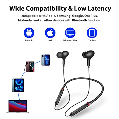 Wireless Earbuds, TITACUTE Bluetooth Headphone NeckBand Earphone for Samsung A53 A14 Galaxy S23 S22 S21 iPhone 13 Pro Max 14 11 XR Google Pixel 6 7 6a Magnetic Neck Strap Sport Headset with Microphone