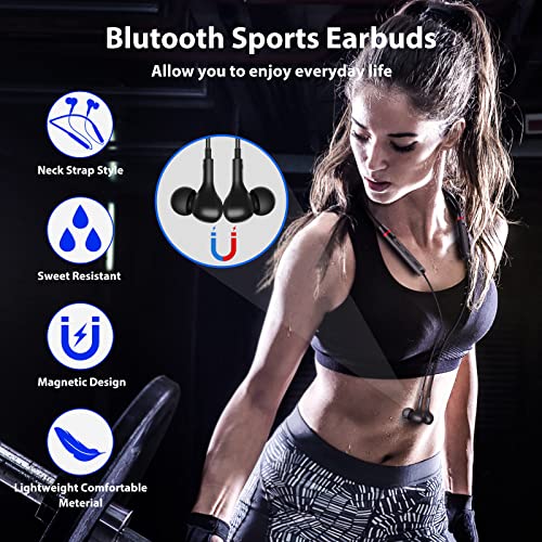 Wireless Earbuds, TITACUTE Bluetooth Headphone NeckBand Earphone for Samsung A53 A14 Galaxy S23 S22 S21 iPhone 13 Pro Max 14 11 XR Google Pixel 6 7 6a Magnetic Neck Strap Sport Headset with Microphone