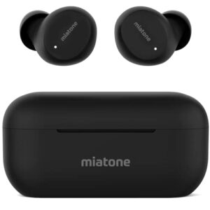 miatone austin – bluetooth 5.1 wireless earbuds with rubber oil type-c charging case 94db hearing protection earphones with mics cvc8.0 clear call 40h headphones for kids men women gift – matte black