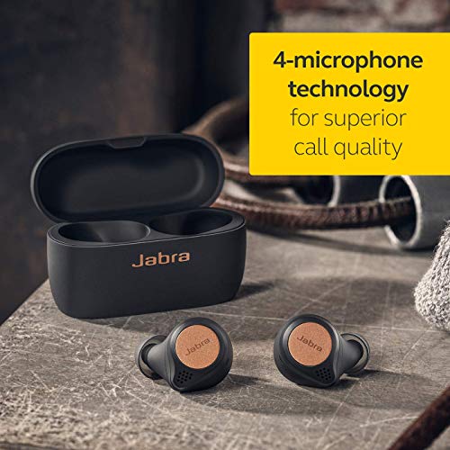 Jabra Elite Active 75t True Wireless Bluetooth Earbuds, Copper Black – Wireless Earbuds for Running and Sport, Charging Case Included, 4th Generation, 28 Hour Battery, Sport Earbuds (Renewed)