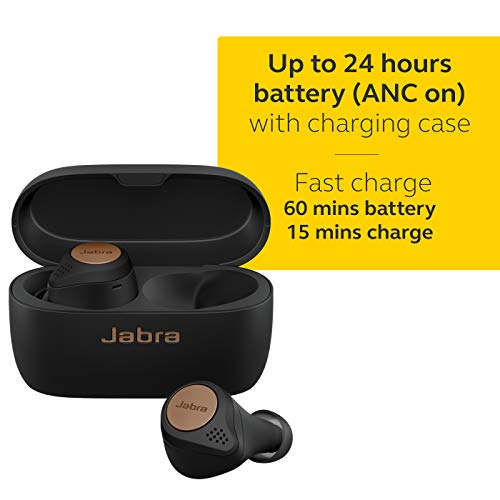 Jabra Elite Active 75t True Wireless Bluetooth Earbuds, Copper Black – Wireless Earbuds for Running and Sport, Charging Case Included, 4th Generation, 28 Hour Battery, Sport Earbuds (Renewed)