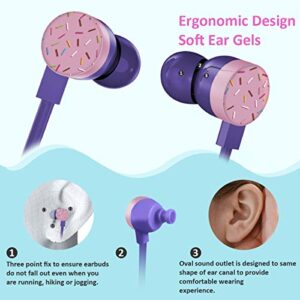 QearFun Donut Earbuds for Kids, Cute Earbud & in-Ear Headphones Wired Gift for School Girls and Boys with Microphone and Lovely Earphones Storage Case