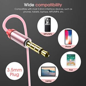 JAAMIRA Sports Wired Earbuds in-Ear Earphones with Microphone &Volume Control -Bass &Noise Isolation Over Ear Headphones with 3.5mm Jack -for Android Phone iPhone Computer Gaming Workout IPX4 Pink