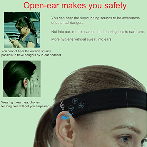 Wireless Sport Headband Headsets - Cozy Sweat Bands Music Headphones Sleep Earphones with Mic & Stereo HD Speakers for Workout, Sleeping, Yoga, Running, Gift