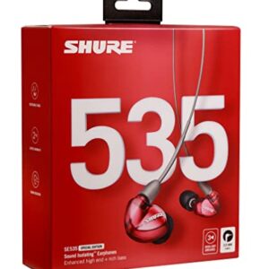 Shure SE535LTD Professional Wired Sound Isolating Earbuds, High Definition Sound + Natural Bass, Three Drivers, Secure in-Ear Fit, Detachable Cable, Durable Quality - Red