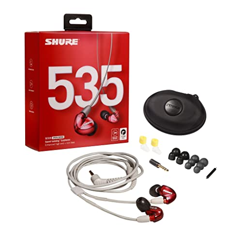 Shure SE535LTD Professional Wired Sound Isolating Earbuds, High Definition Sound + Natural Bass, Three Drivers, Secure in-Ear Fit, Detachable Cable, Durable Quality - Red