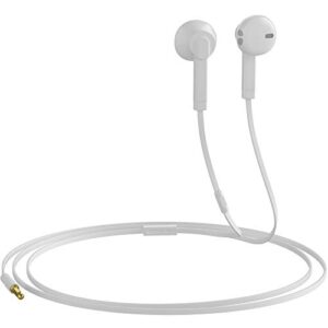 headphones with microphone certified in-ear headphone 3.5mm noise isolating earphones headset for laptop tablet android smartphones (white) 1-pack