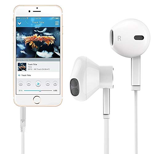 Headphones with Microphone Certified in-Ear Headphone 3.5mm Noise Isolating Earphones Headset for Laptop Tablet Android Smartphones (White) 1-Pack