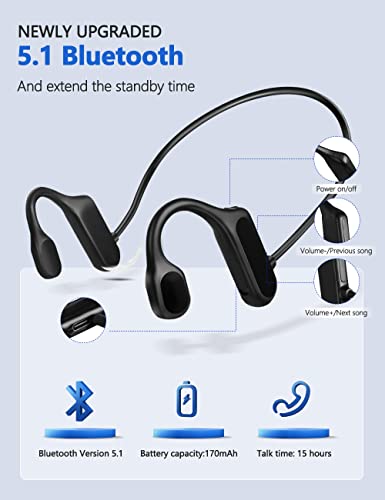 Bone Conduction Headphones -Wireless Bluetooth Headphones- Open Ear Earphone- Sports Bluetooth Headset - Sweatproof for Running and Workouts